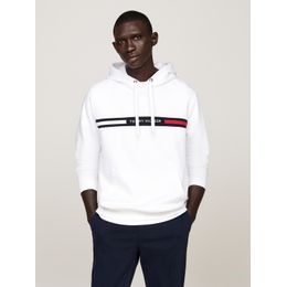 Tommy Hilfiger Herren Kapuzensweatshirt "HILFIGER CHEST INSERT HOODY mit Kapuze und Logoschriftzug", wei&szlig;, Gr. XL, unifarben, Sweatware,