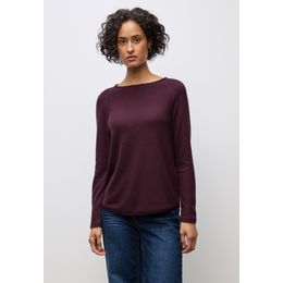 Langarmshirt Street One, Damen, Gr. 34, jazz berry, Stoff, 67% Viskose, 30% Polyester, 3% Elasthan, unifarben, normal normal, Rundhals, abgesteppt, Shirts, aus softem Materialmix