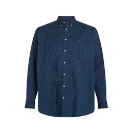 Tommy Hilfiger Big & Tall Herren Langarmhemd "BT-FLEX POPLIN POLKA DOT S-B", blau, Gr. 5XL, TOMMY HILFIGER BIG & TALL, unifarben, Web, Obermaterial: 100% Baumwolle, Hemden, in