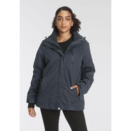 Polarino Damen 3-in-1-Funktionsjacke, blau, Gr. 56, unifarben, Web, Obermaterial: 100% Polyester. Futter: 100% Polyester. Innenjacke: 100% Polyester,