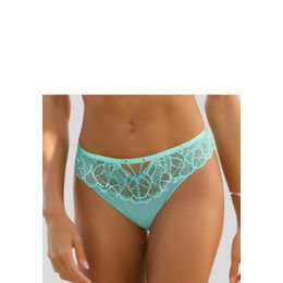 Lascana Damen String "Alicia", Gr. 32, grün, Microtouch, Obermaterial: 84% Polyamid, 16% Elasthan, Unterhosen, mit schönem Bund aus feiner Spitze