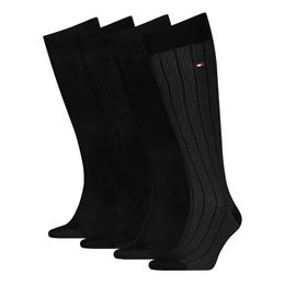 Tommy Hilfiger Herren Kniestrümpfe "TH MEN KNEEHIGH 4P TIN GIFTBOX", Gr. 39, schwarz, Obermaterial: 68% Baumwolle, 31% Polyamid, 1% Elasthan, Socken