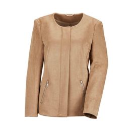 GOLDNER Damen Kurzjacke "Ausdrucksstarke Lederimitatjacke mit supersoftem Griff"milchkaffee, Gr. 40, Obermaterial: 100% Polyester PES., Jacken
