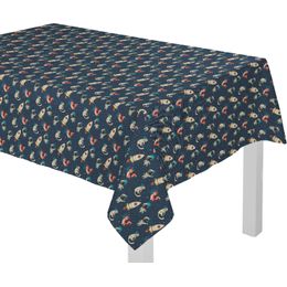 Tischdecke Adam, B:220cm L:145cm, blau, Bio-Baumwolle, Tischdecken, "Space", aus 100% Bio-Baumwolle