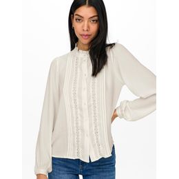 Jacqueline de Yong JDY Damen Rüschenbluse "JDYELLIS L/S LACE SHIRT WVN NOOS", weiß, Gr. 36, unifarben, Web, Obermaterial: 100% Polyester, Blusen
