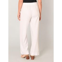 Base Level Damen Leinenhose "Yul", wei&szlig;, Gr. 40, unifarben, Web, Obermaterial: 55% Leinen, 45% Viskose, Hosen, Sommerhose mit elastischem Bund