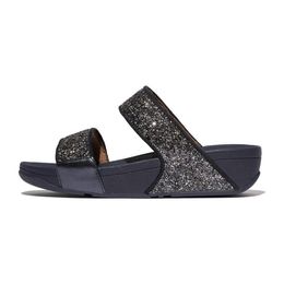 fitflop Damen Pantolette "LULU MULTI-TONAL GLITTER", Gr. 43, blau, Synthetik, Glitzer, Schuhe, Badeschuh, Slides, Sandale mit Glitter