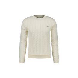 Gant Herren Sweater "Strickpullover COTTON CABLE C-NECK", beige, Gr. M, Obermaterial: 100% Baumwolle CO., Sweatshirts