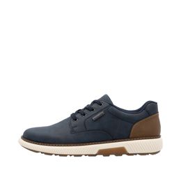 Sneaker Rieker, Herren, Gr. 44, blau (dunkelblau, nuss), Lederimitat, unifarben mit Farbeinsatz, Schuhe Sneaker, Halbschuh, Schn&uuml;rschuh, Casual Sneaker mit weichem Schaftrand, TEX