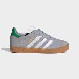 Mädchen Sneaker "GAZELLE", adidas originals, Gr. 35halo silber, cloud weiß, grün, Leder, Synthetik, Schuhe