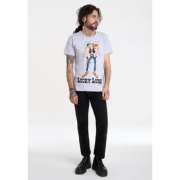 logoshirt Herren T-Shirt "Lucky Luke", grau, Gr. XS, bedruckt, 95% Baumwolle, 5% Elasthan, Shirts, mit lizenziertem Print