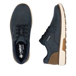 Rieker Herren Sneaker, Gr. 44, blau, Lederimitat, unifarben mit Farbeinsatz, Schuhe, Halbschuh, Schn&uuml;rschuh, Casual Sneaker mit weichem Schaftrand,