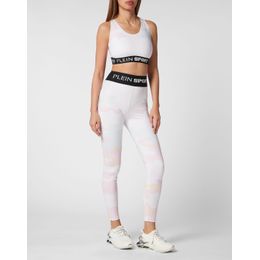 Plein Sport Damen Leggings "Camouflage", wei&szlig;, Gr. S, Obermaterial: 90% Polyester, 10% Elasthan, Hosen