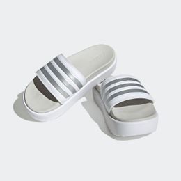 Damen Badesandale "PLATFORM ADILETTE", adidas Sportswear, Gr. 42, silber, Synthetik, Schuhe