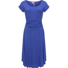Ragwear Damen Sommerkleid "Yvone Solid", blau, Gr. L, Material: 95% Viskose, 5% Elasthan, Kleider, leichtes Jersey-Kleid mit Tailleng&uuml;rtel