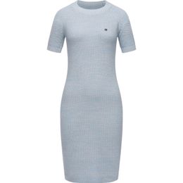 Ragwear Damen Strickkleid "Kolya", blau, Gr. XL, Strick, Material: 100% Baumwolle, Kleider, kurz&auml;rmliges Damen Midikleid in Strickoptik