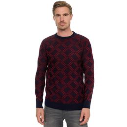 Rusty Neal Herren Strickpullover, blau, Gr. S, unifarben, 70% Polyacryl, 30% Baumwolle, Pullover, in tollem Karo-Design
