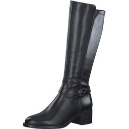 Tamaris Damen Stiefel, Gr. 38, schwarz, Leder, Lederimitat, unifarben, Schuhe, XS-Schaft mit Stretch, schmale Form