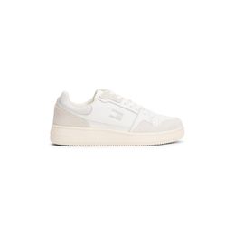 Tommy Jeans Damen Keilsneaker "TJW RETRO BASKET SNEAKER", Gr. 38, beige, Leder, Lederimitat, Schuhe, Schn&uuml;rschuh, Halbschuh, Freizeitschuh mit