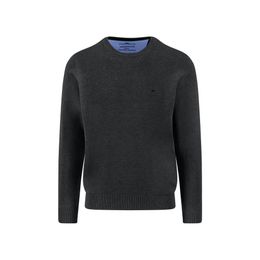 Fynch-Hatton Herren Rundhalspullover, schwarz, Gr. S, unifarben, Strick, Obermaterial: 100% Baumwolle, Pullover, mit Logo Stickerei