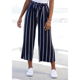 Lascana Damen Culotte "mit luftig-weitem Bein", blau, Gr. 42, gestreift, Jersey, Obermaterial: 95% Viskose, 5% Elasthan, Hosen, Paperbag, luftige