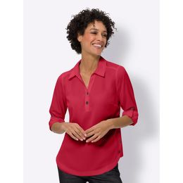 Classic Basics Damen Schlupfbluse, rot, Gr. 40, unifarben, 100% Polyester, Blusen
