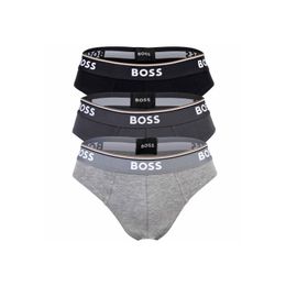 BOSS Herren Slip "Slip Briefs 3P Power 3er Pack", Gr. L, grau, Obermaterial: 95% Baumwolle CO. 5% Elasthan EL., Unterhosen