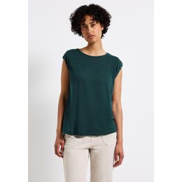 Street One Damen T-Shirt, gr&uuml;n, Gr. 36, unifarben, Stoff, 80% Polyester, 20% Viskose, Shirts, in Melange Optik