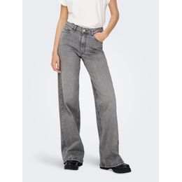 Jacqueline de Yong JDY Damen High-waist-Jeans "JDYFELINA-FINA HW WIDE JNS LT GREY DNM", blau, Gr. XS, unifarben, Denim/Jeans, Obermaterial: 98% Baumwolle, 2% Elasthan,