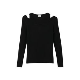 s.Oliver JUNIOR M&auml;dchen 2-in-1-Shirt, schwarz, Gr. 170, unifarben, Rippware, Obermaterial: 95% Baumwolle, 5% Elasthan, Shirts, im Doppel-Layer-Look