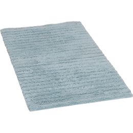 Badematte Tom Tailor HOME, H:20mm, blau, Baumwolle, Badematten, "Cotton Stripes", Uni Farben, gestreift, reine Baumwolle, Hoch-Tief Effekt