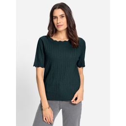 Inspirationen Damen Kurzarmpullover "Kurzarm-Pullover", blau, Gr. 36, unifarben, 45% Viskose, 37% Wolle, 15% Polyamid, 3% Kaschmir, Pullover