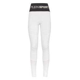 Plein Sport Damen Leggings "Sportleggings", wei&szlig;, Gr. XL, Obermaterial: 90% Polyester, 10% Elasthan, Hosen