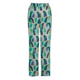 GOLDNER Damen Schlupfhose "Kurzgr&ouml;&szlig;e Print Schlupfhose VERA in Gr&uuml;n", gr&uuml;n, Gr. 24, Obermaterial: 100% Viskose CV., Hosen, geraffter Gummibund