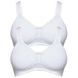 SuSa Damen Entlastungs-BH "2er Pack Entlastungs BH ohne B&uuml;gel Basics", Gr. 80, wei&szlig;, Stoff, Obermaterial: 97% Baumwolle CO. 3% Elasthan EL., BHs