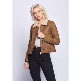 Maze Damen Lederjacke "42020103", braun, Gr. XL, Obermaterial: 100% Lammleder; Futter: 100% Baumwolle; Kragen: 100% Polyester; &Auml;rmelfutter: 100%