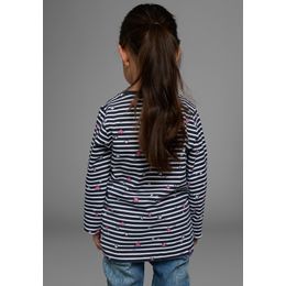 Kidsworld M&auml;dchen Langarmshirt "Vollzeit Prinzessin", blau, Gr. 92, bedruckt, gestreift, Jersey, Obermaterial: 95% Baumwolle, 5% Elasthan, Shirts,