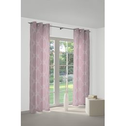 Vorhang WIRTH, B:135cm H:145cm, rosa, Jacquard, Polyacryl, Polyester, Wohnzimmer, Gardinen, "Lahstedt"