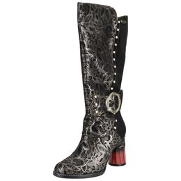 Laura Vita Damen Stiefel "Laura Vita Stiefel Leder/Textil", Gr. 36, silber, Leder, Textil, Schuhe