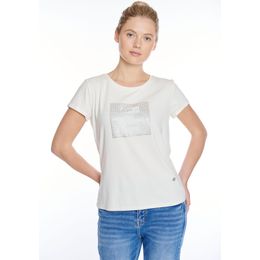 ZABAIONE Damen T-Shirt "Au44tumn", wei&szlig;, Gr. S, unifarben, Jersey, Obermaterial: 47% Baumwolle, 47% Modal, 6% Elasthan, Shirts, mit Glitzernieten