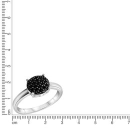 Celesta Damen Fingerring "Silber 925 rhodiniert mit schwarzen Zirkonia-Steinen", 058 (18,5), Silber 925 (Sterlingsilber), silber, Silber 925