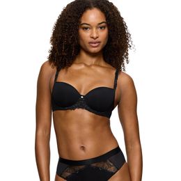 Triumph Damen Balconette-BH "Wild Azalea Florale WHP", Gr. 95, schwarz, Microtouch, Obermaterial: 57% Polyester, 27% Polyamid, 16% Elasthan,