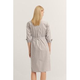 Bugatti Damen Hemdblusenkleid, braun, Gr. 46, gestreift, 100% Baumwolle, Kleider, mit Bindeg&uuml;rtel