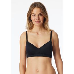 Schiesser Damen B&uuml;gelloser BH "Unique Micro", Gr. 85, schwarz, Microtouch, Obermaterial: 70% Polyamid, 30% Elasthan, unifarben, BHs, mit Schale,