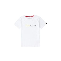 M&auml;dchen T-Shirt "Alpha Label T Foil Print Kids", wei&szlig;, Gr. 10, Alpha Industries, Obermaterial: 100% Baumwolle, Shirts