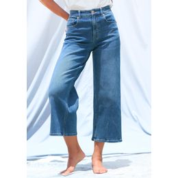 Lascana Damen 7/8-Jeans "in modischer Culotte-Form", blau, Gr. 44, unifarben, Denim/Jeans, Obermaterial: 98% Baumwolle, 2% Elasthan, Jeans, aus