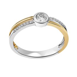 Firetti Damen Fingerring "Schmuck Geschenk Gold 585 Damenring Ring Kreis rund Bicolor", 56, 0,26 SI = kleine Einschl&uuml;sse, Wei&szlig;gold 585,