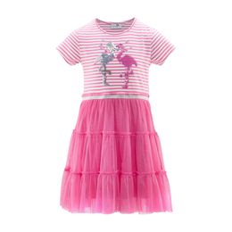 happy girls M&auml;dchen Sommerkleid "M&auml;dchenkleid", rosa, Gr. 128, Stoff, 100% Baumwolle, Kleider