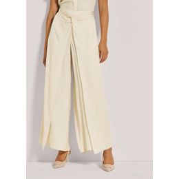 Madeleine Mode MADELEINE Damen Stoffhose "Palazzo-Hose Sommerliche Stoffhose mit &Uuml;berwurf", wei&szlig;, Modern, Gr. 19, Obermaterial: 100% Acetat CA., Hosen, Weite Hose
