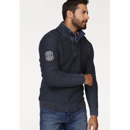 MAN'S WORLD MAN'S WORLD Herren Troyer "Bis Gr&ouml;&szlig;e 5 XL", blau, Gr. M, washed, Grobstrick, Obermaterial: 100% Baumwolle, Pullover, mit &Auml;rmelbadge